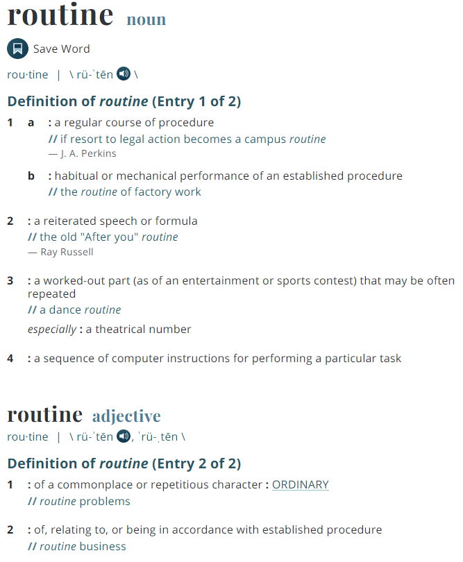 Routine – Thresholds of Transformation